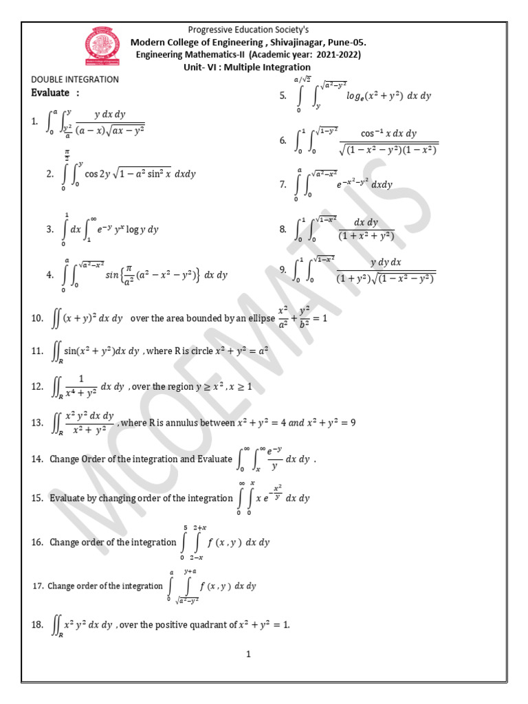 M-2 unit 6 multiple integration | PDF | Area | Sphere
