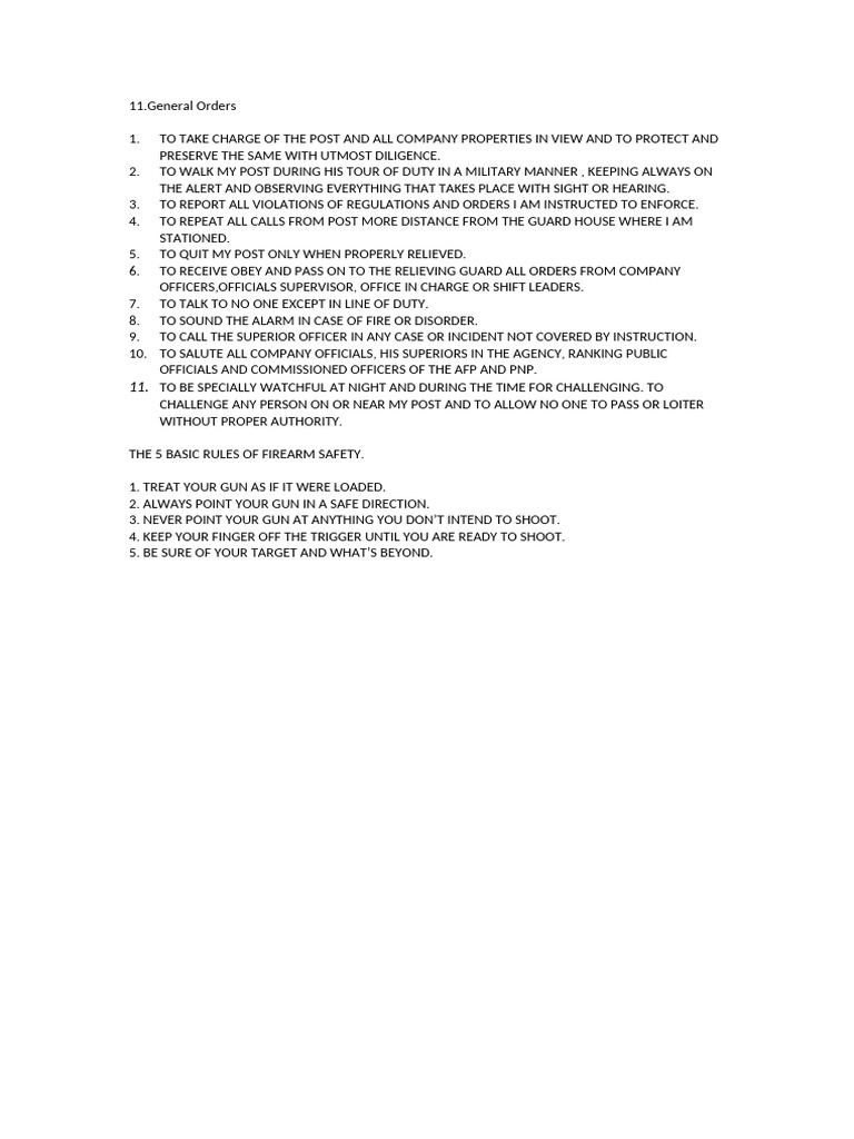 11 General Orders | PDF