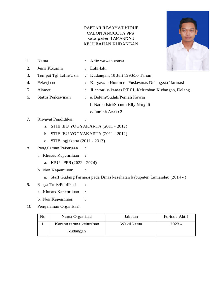 Daftar Riwayat Hidup - wawan | PDF