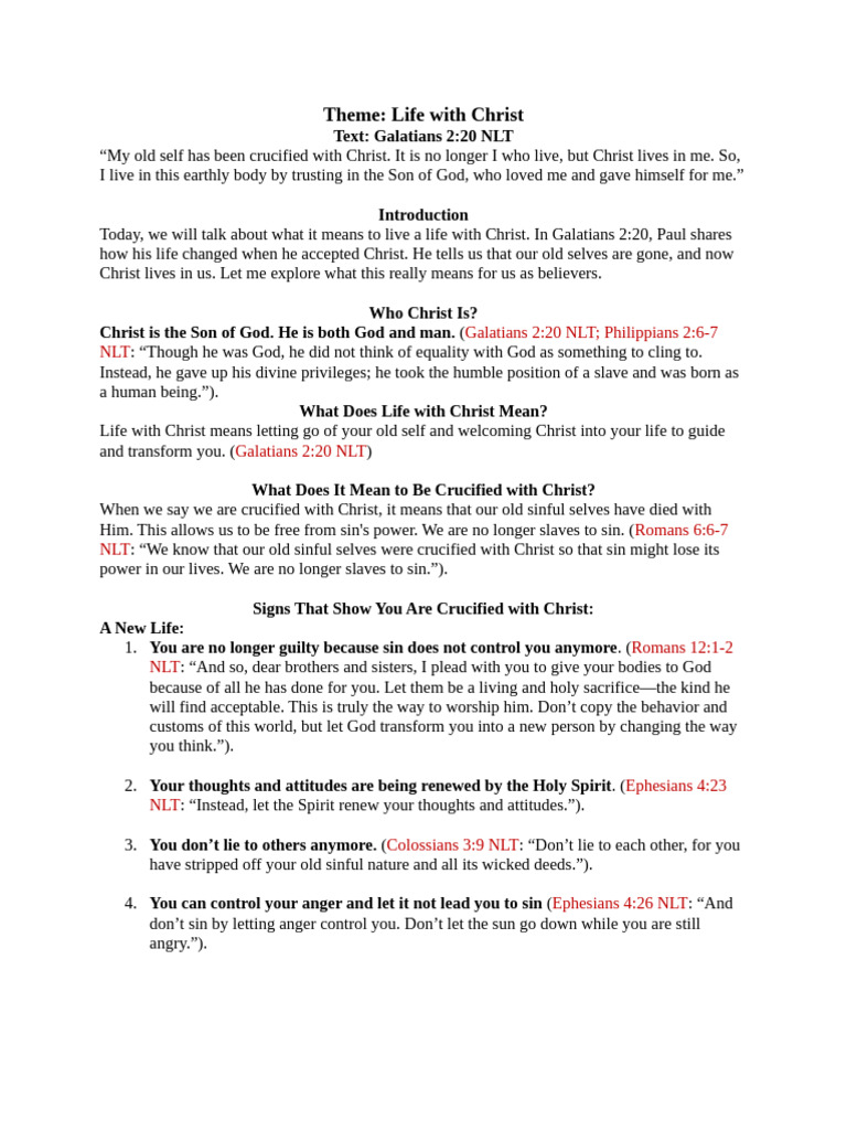 Life with Christ | PDF | Jesus | Epistle To The Galatians