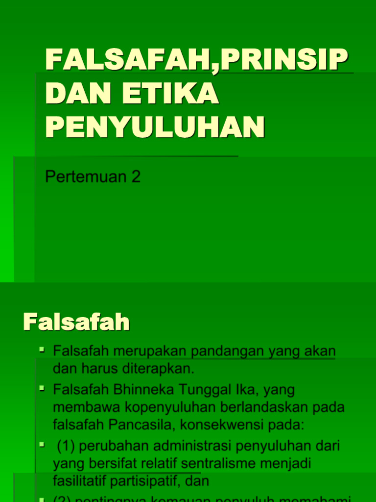 Falsafah, Prinsip, Dan Etika Penyuluhan | PDF