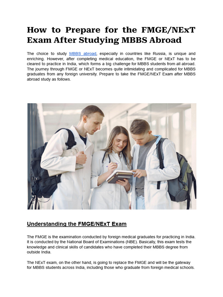FMGE/NExT Prep for MBBS Abroad Grads | PDF | Medicine | Health Care