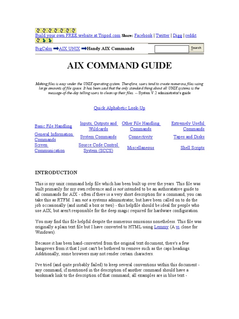 Aix Command Guide | PDF | System Software | Digital Technology