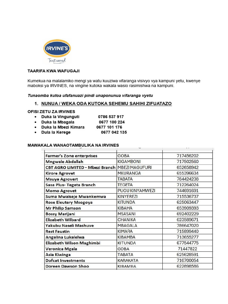 TAARIFA KWA WAFUGAJI | PDF