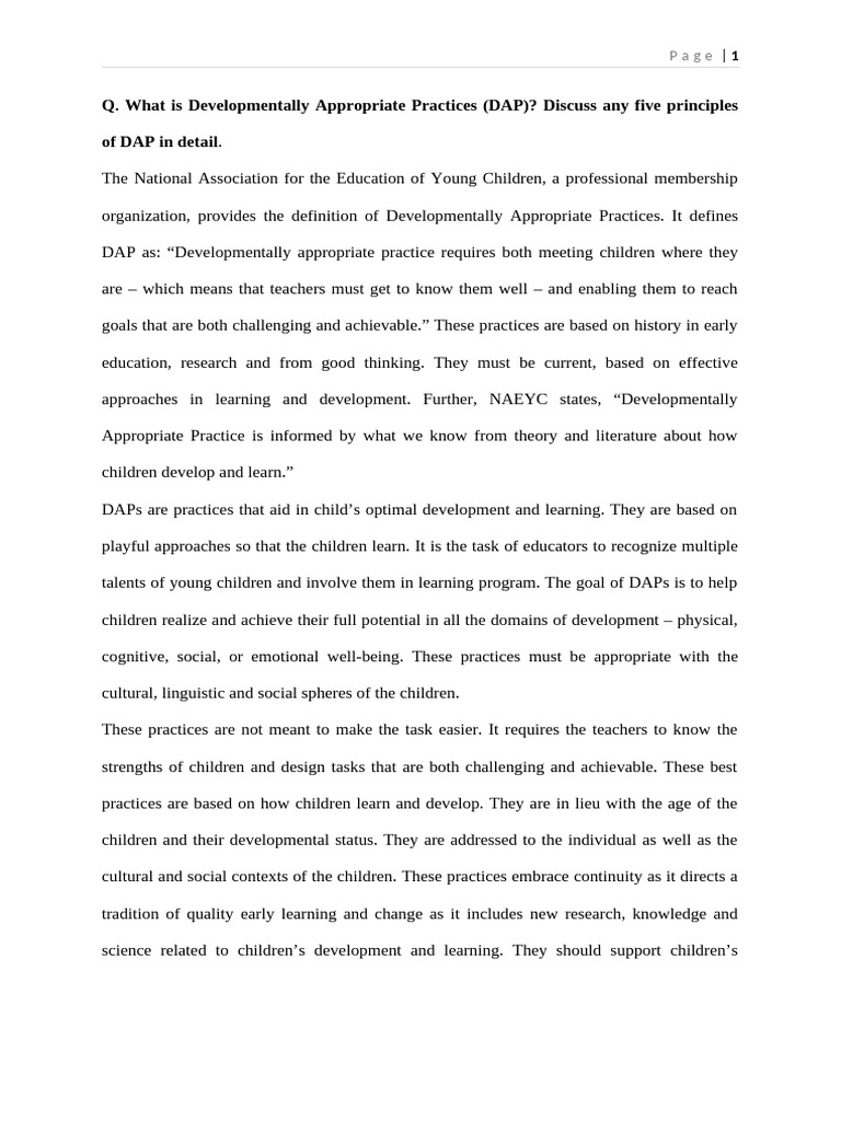 Core Principles of Developmentally Appropriate Practice | PDF ...