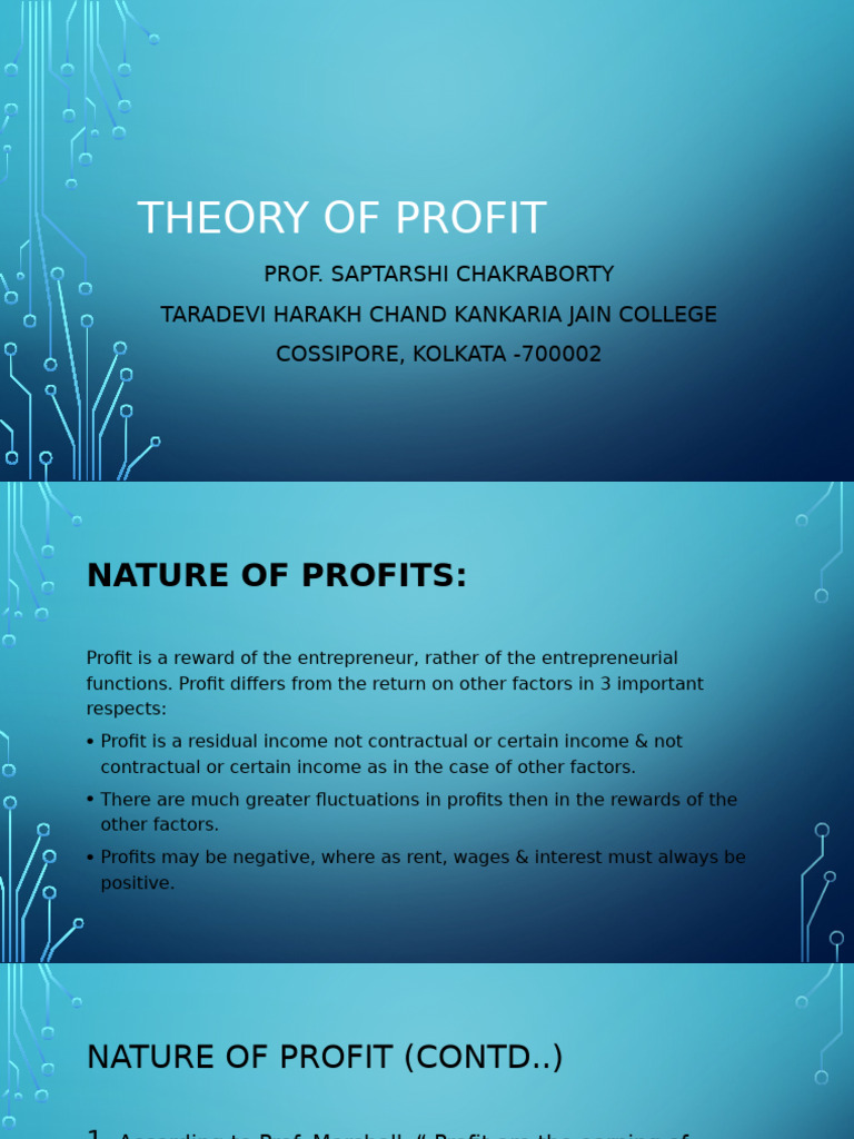 4thsem Micronomics Theory of Profit by SaptarshiChakraborty 23apr2020 ...