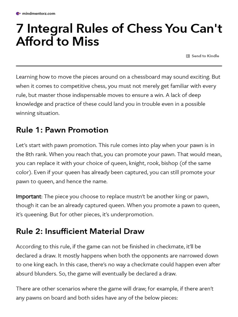 Essential Chess Rules for Success | PDF | Chess | Board Games