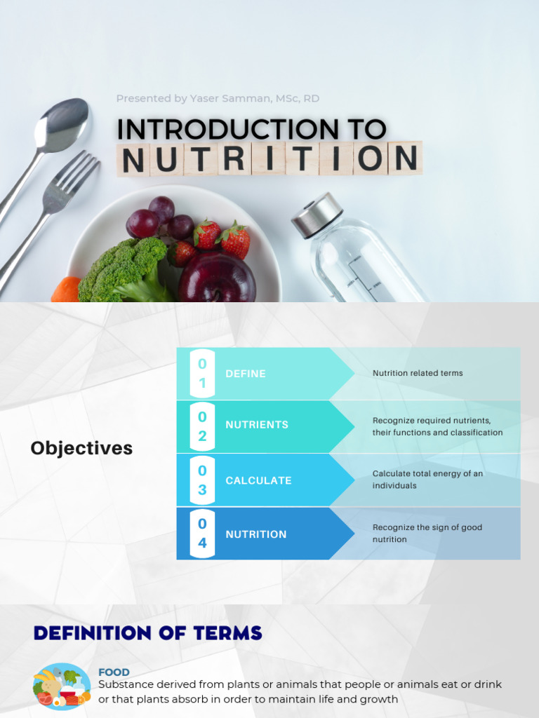 1- Introduction to Nutrition | PDF | Nutrients | Nutrition