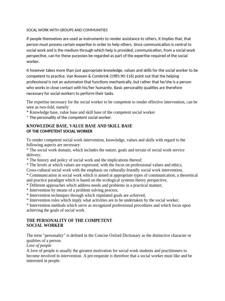Socal Work With Groups and Communities | PDF | Communication | Id