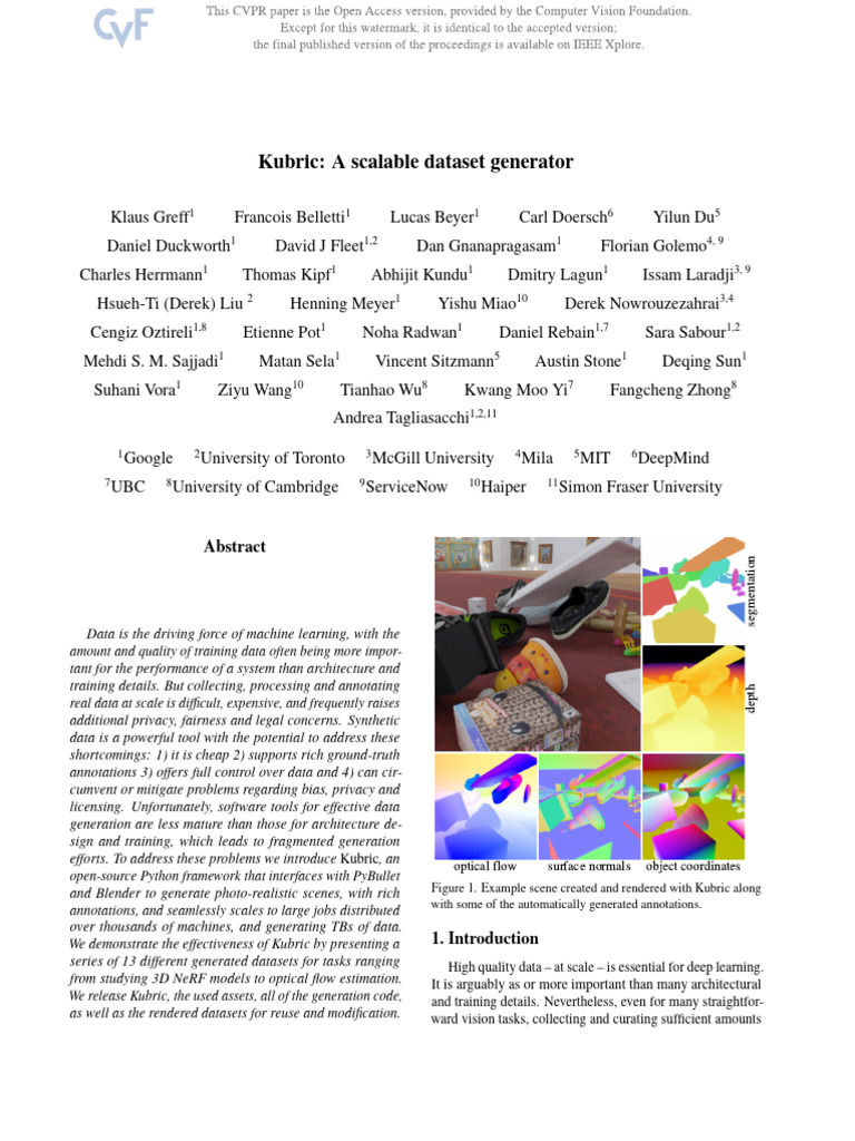 Kubric: Open-Source Synthetic Data Generator | PDF | 3 D Computer Graphics | Rendering (Computer ...