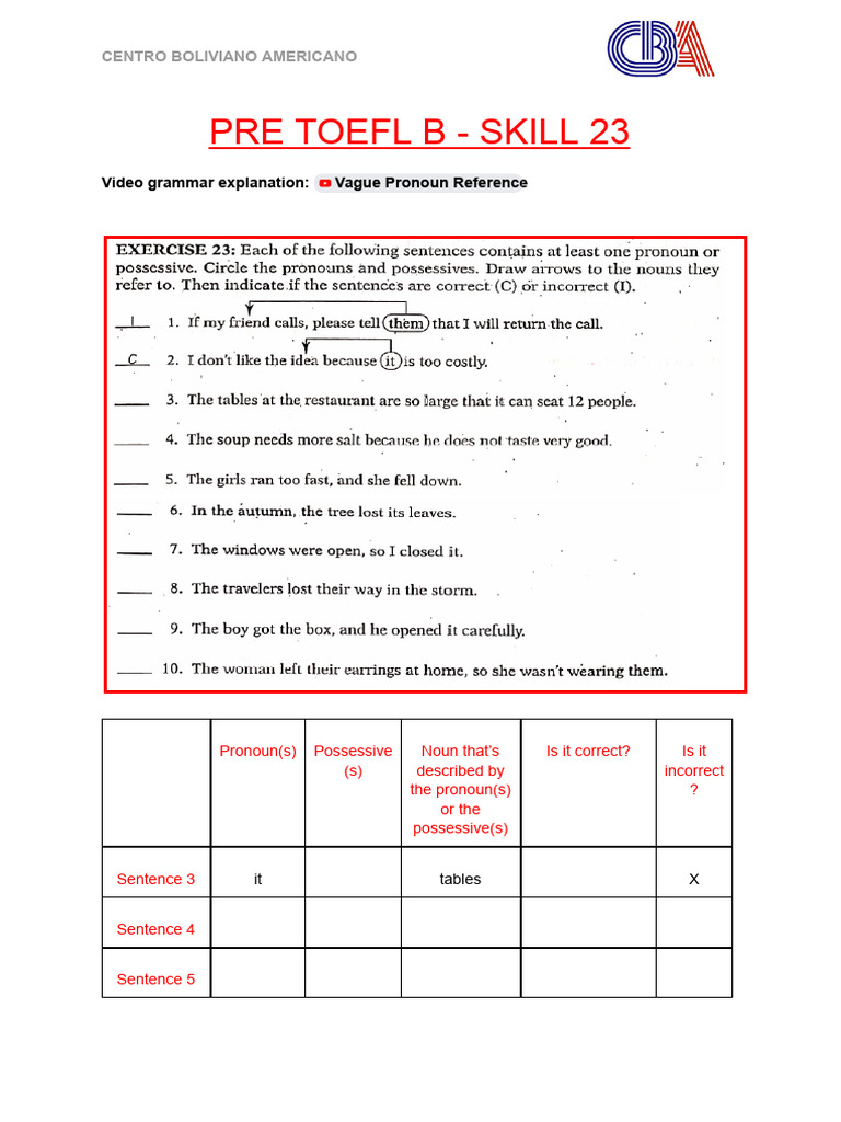 Skill 23 - Pronoun Reference | PDF