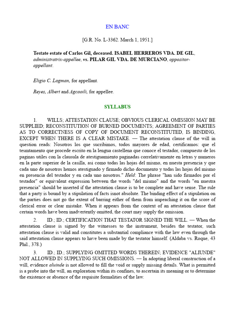 Will Attestation Clause Dispute | PDF | Will And Testament | Statutory ...