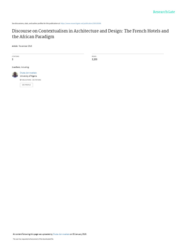 Discourse On Contextualism in Architecture and Design: The French ...