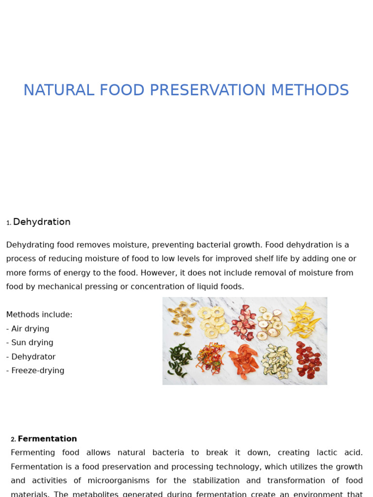 Natural Food Preservation Methods | PDF | Food Preservation | Canning