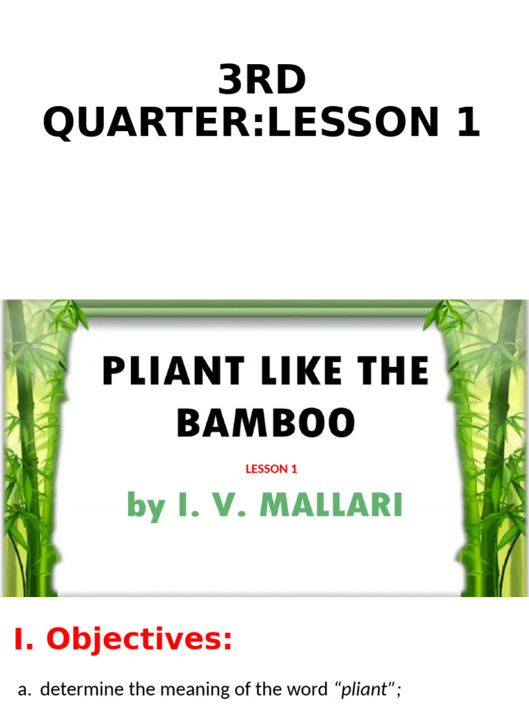 Lesson 1-Pliant Like The Bamboo | PDF | Human Communication