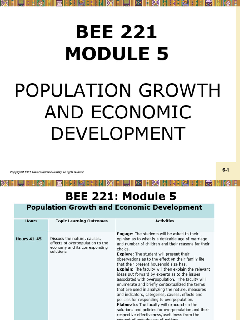 BEE 221-M5-TodaroSmith - ch6 | PDF | Economic Growth | Birth Rate