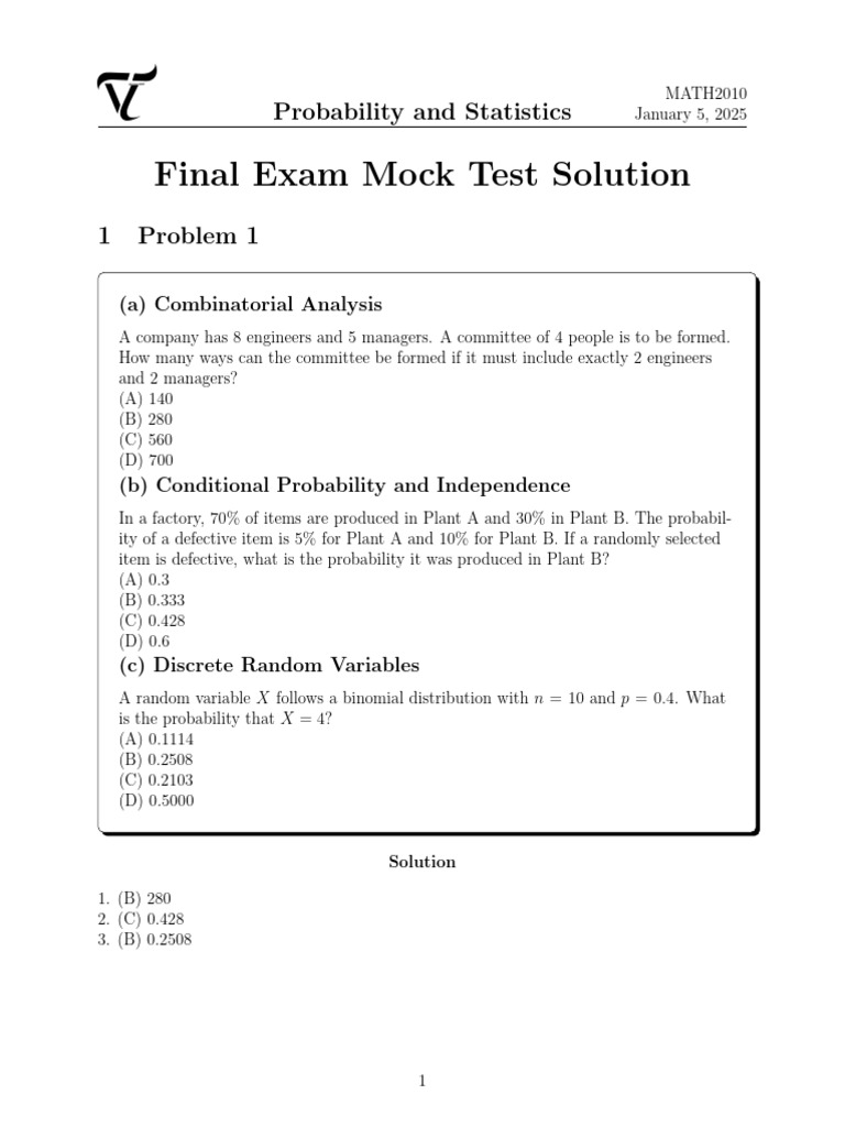 Probability and Statistics Final Solution | PDF | Probability Density Function | Probability