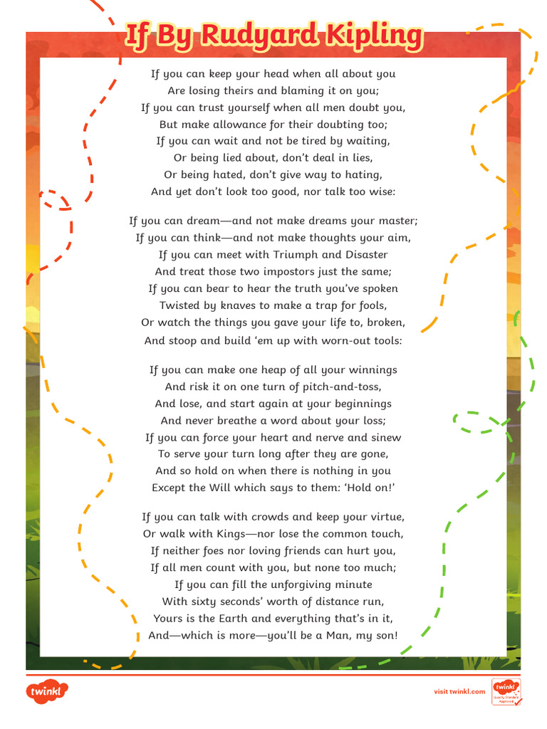 UKS2 If by Rudyard Kipling Differentiated Reading Comprehension ...