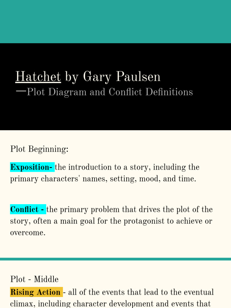 Hatchet Plot Diagram and Conflict Definitions | PDF | Plot (Narrative)