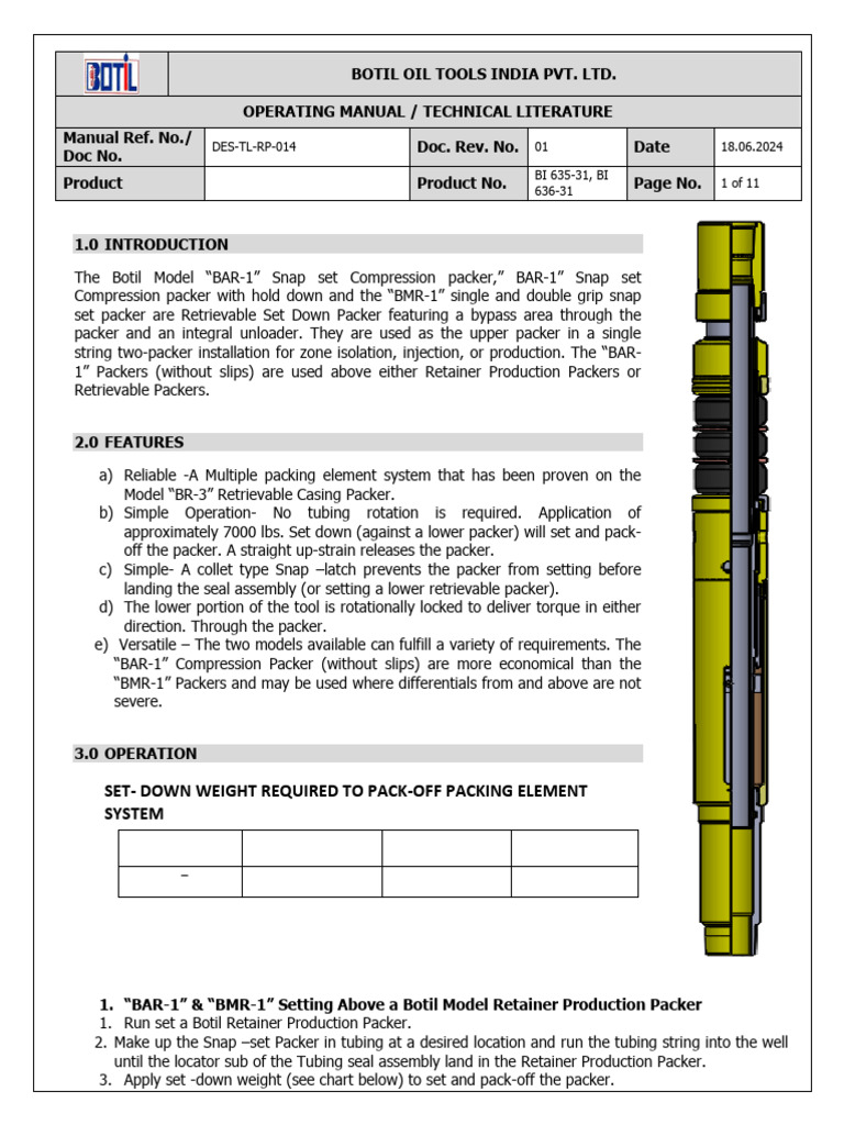 014-Bi 635-31636-31 Bar-1 Snap Set Compression Packer - 2024 | PDF ...