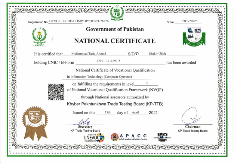 National Certificate | PDF