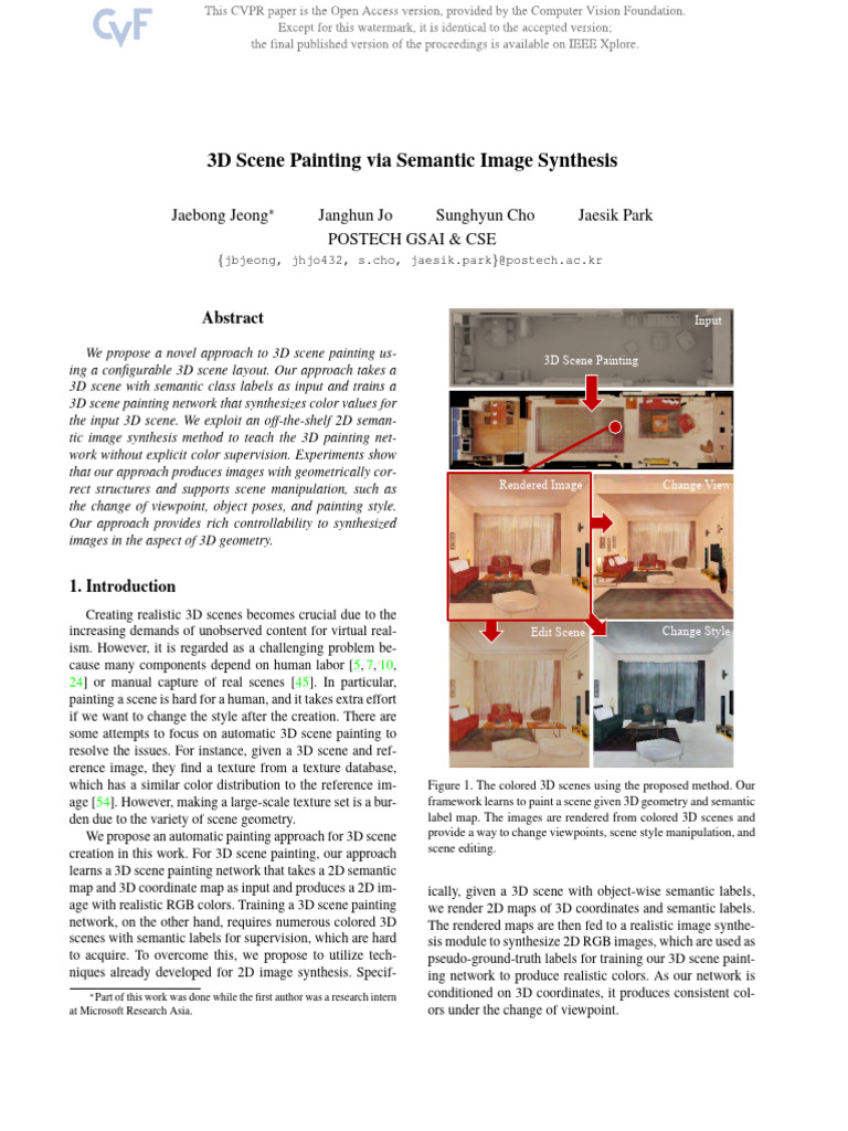 Jeong_3D_Scene_Painting_via_Semantic_Image_Synthesis_CVPR_2022_paper | PDF | Rendering (Computer ...