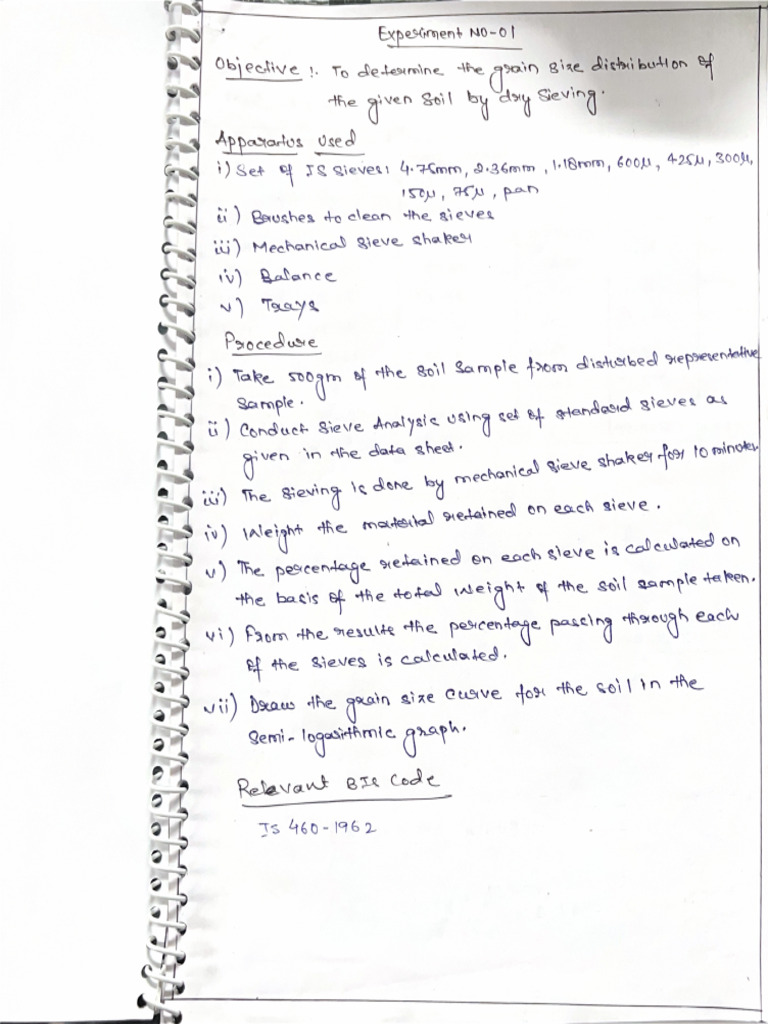 Geotechnical Lab Report Upto Experiment 5 | PDF