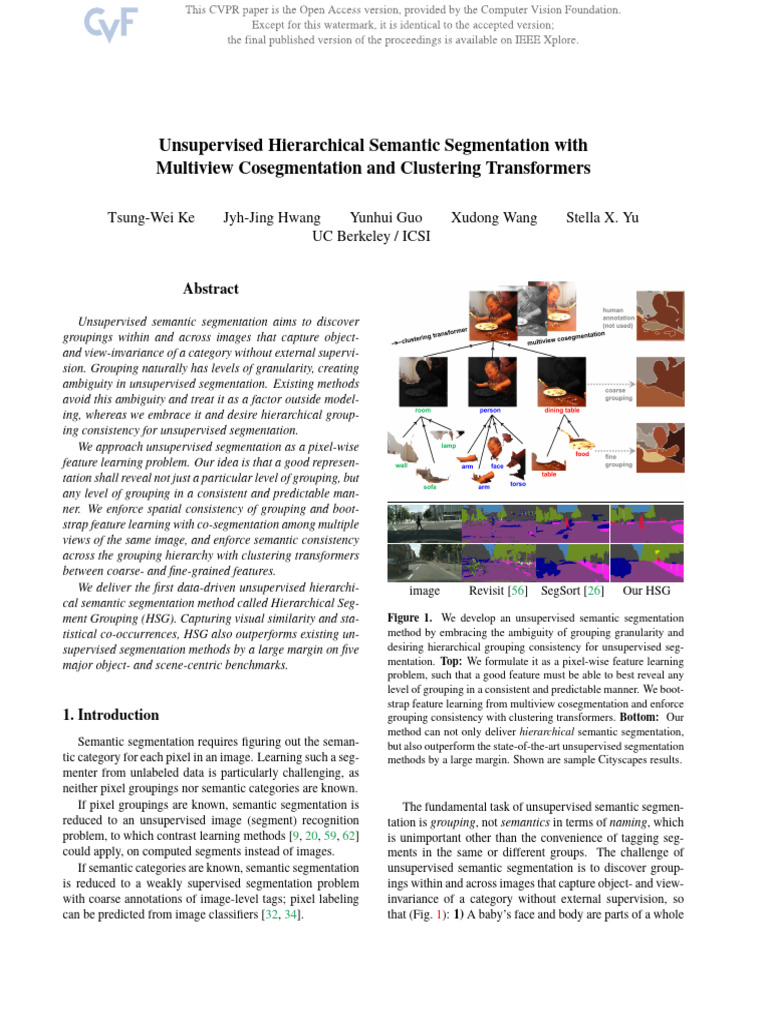 Ke Unsupervised Hierarchical Semantic Segmentation With Multiview Cosegmentation and Clustering ...