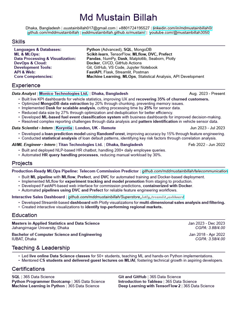 Md_Mustain_Billah_Resume | PDF | Data Science | Computing Md_Mustain_Billah_Resume | PDF | Data Science | Computing