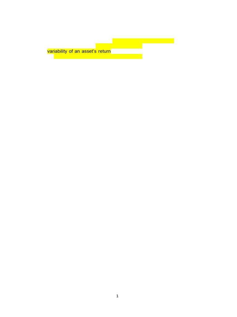Risk And Returns Pdf Financial Risk Coefficient Of Variation
