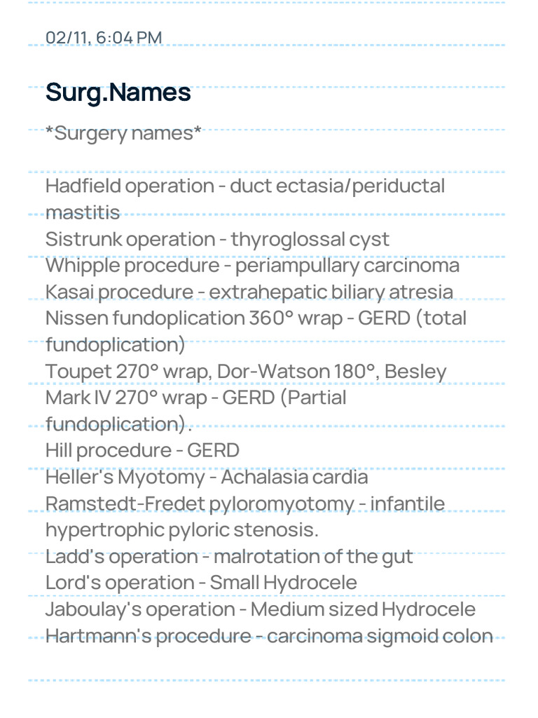 Surg Names | PDF