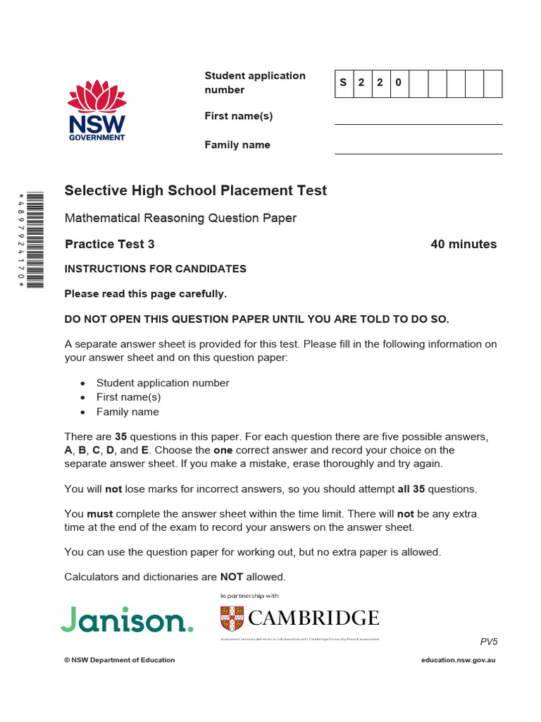 Math Practice Test for Students | PDF