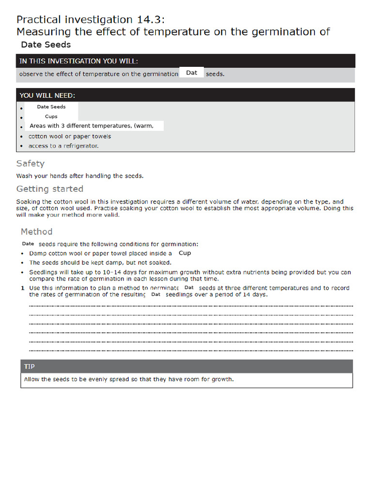 Seed Germination Investigation | PDF