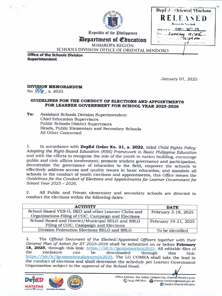 DM006 Guidelines For The Conduct of Elections and Appointments For ...