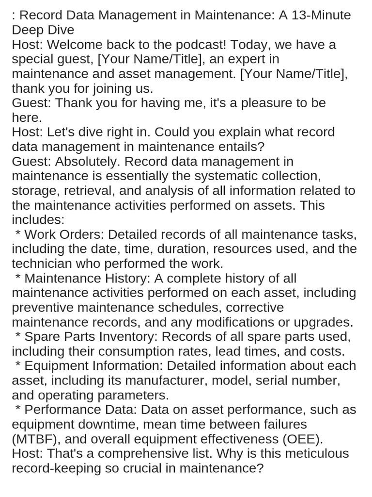 Maintenance Records (AutoRecovered) | PDF