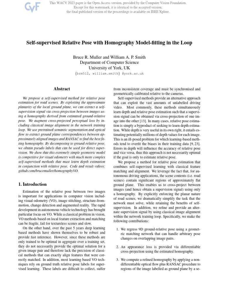 Self-Supervised Relative Pose Estimation | PDF | Computer Vision ...