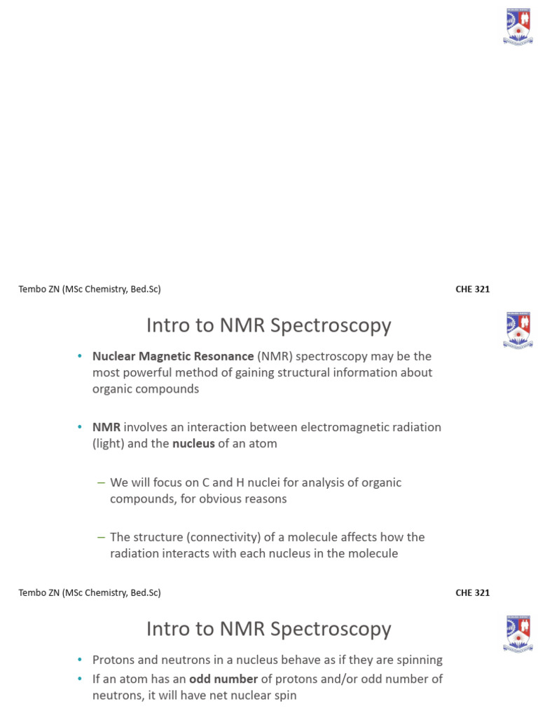 Intro to NMR Spectroscopy Basics | PDF | Carbon 13 Nuclear Magnetic ...