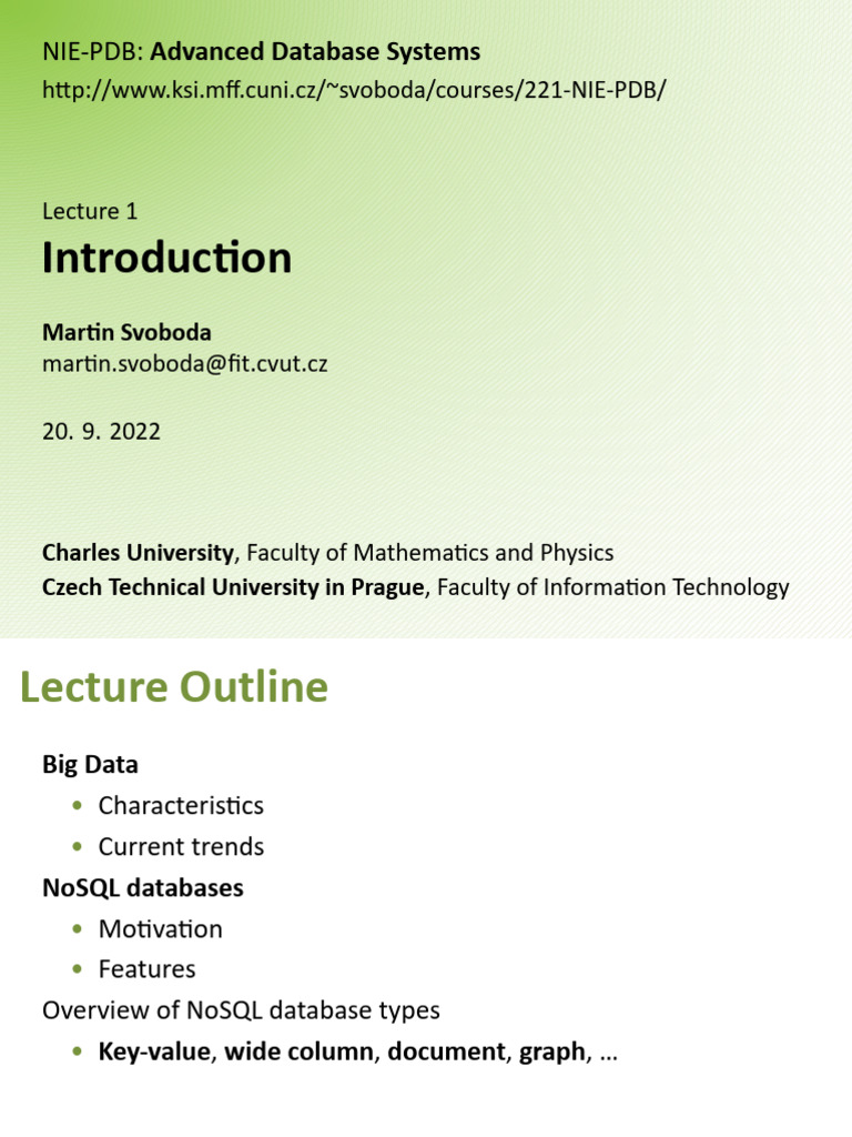 Advance Database Chap One | PDF | No Sql | Databases