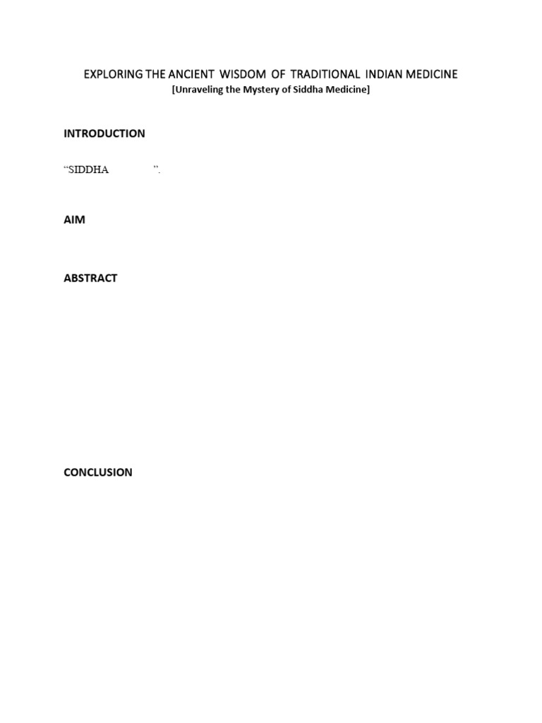 Siddha Medicine: Ancient Healing Insights | PDF