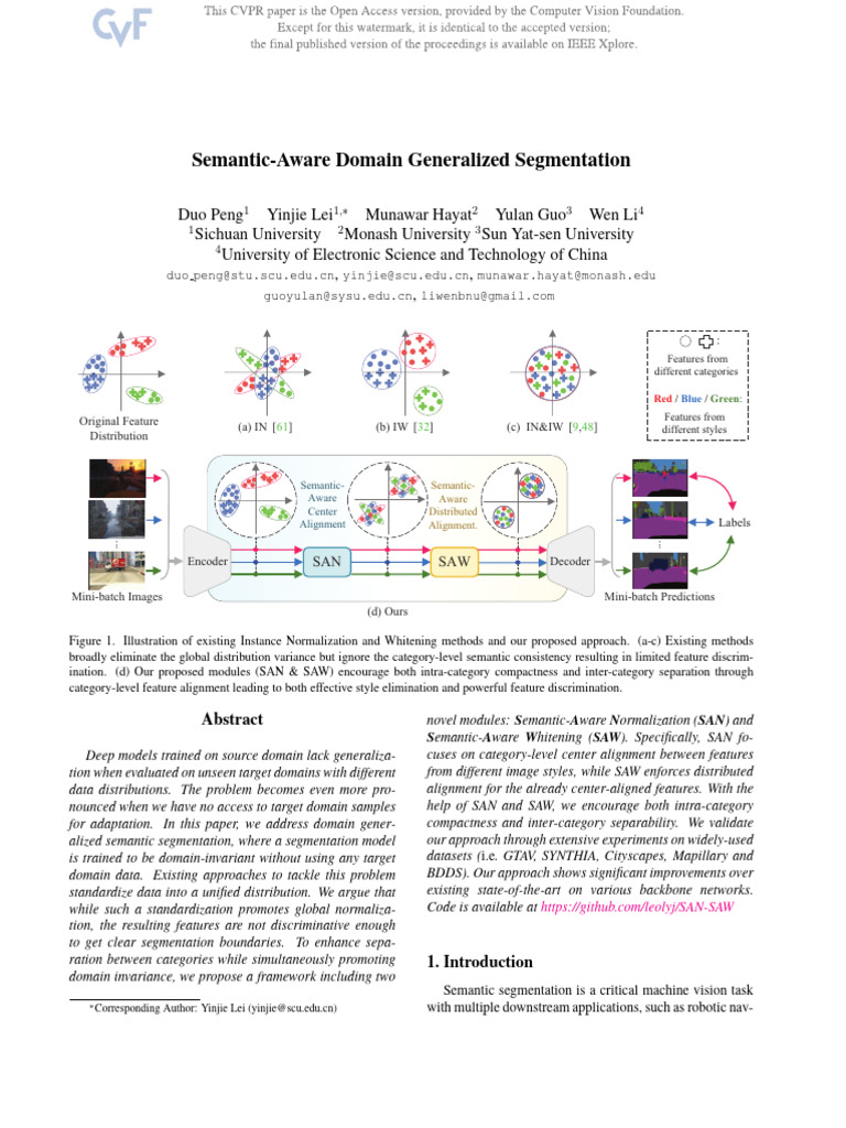 Peng Semantic-Aware Domain Generalized Segmentation CVPR 2022 Paper | PDF | Image Segmentation ...