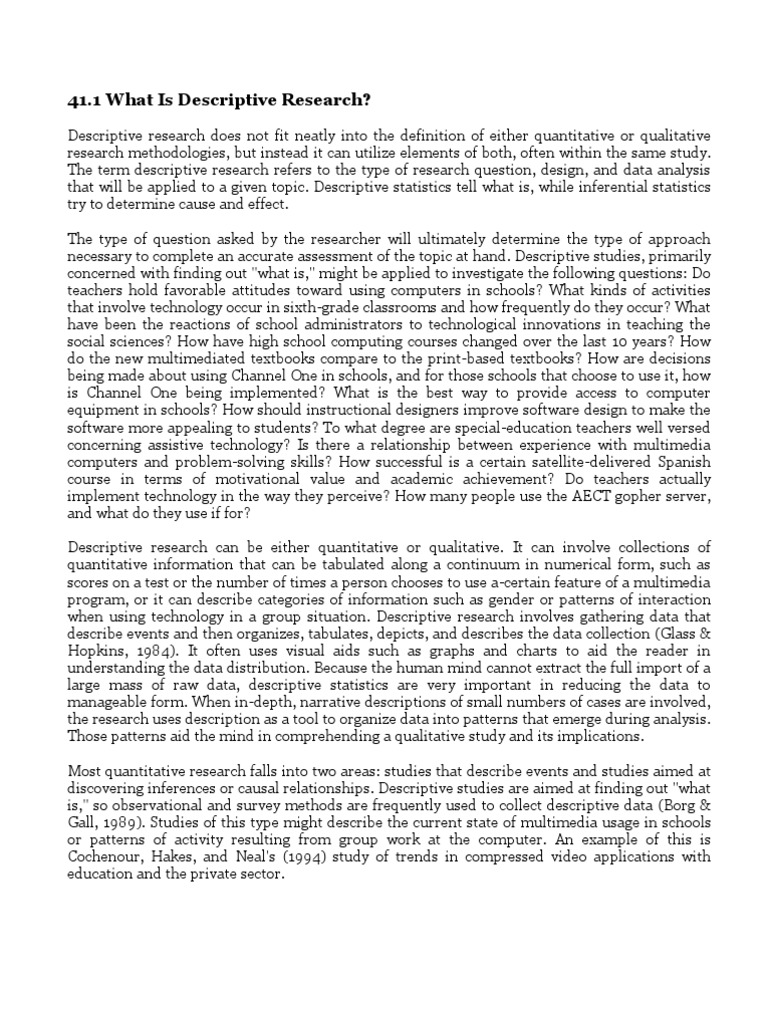 Descriptive Research | PDF | Survey Methodology | Data Analysis