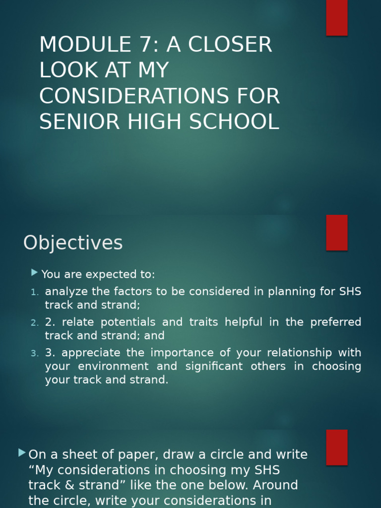 Module 7 a Closer Look at My Considerations for Senior High School ... Module 7 a Closer Look at My Considerations for Senior High School ...