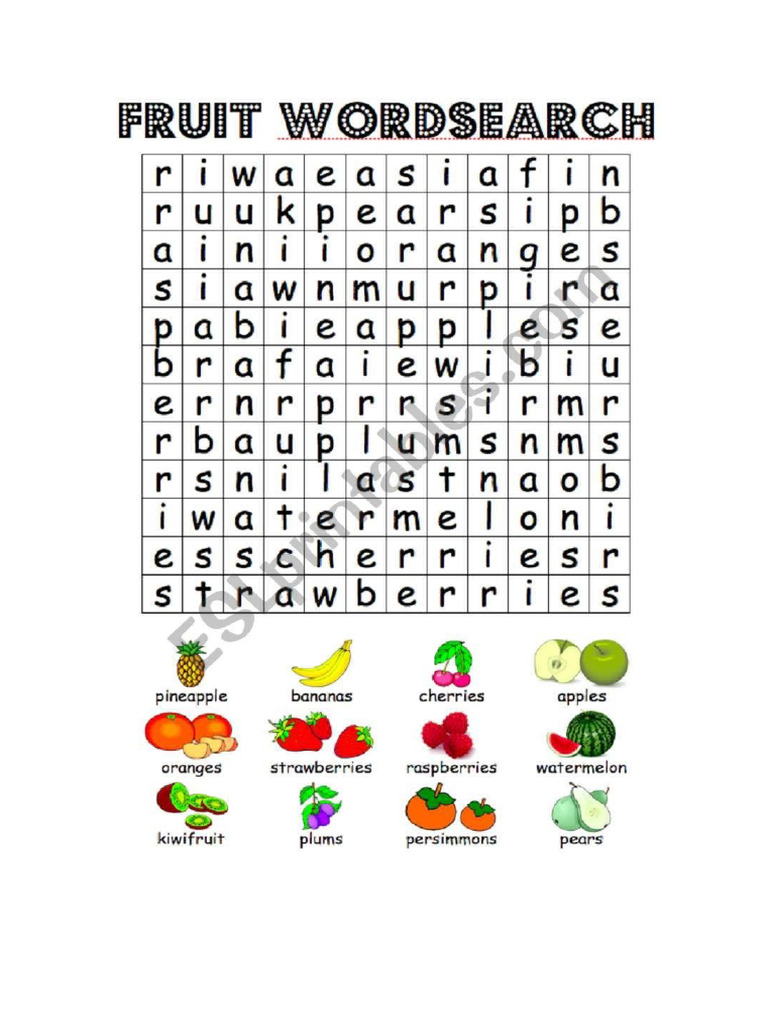 Fruits Wordsearch | PDF