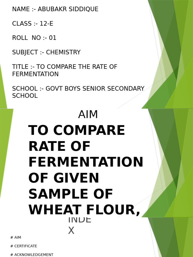 chemistry project | PDF | Fermentation | Fermentation In Food Processing