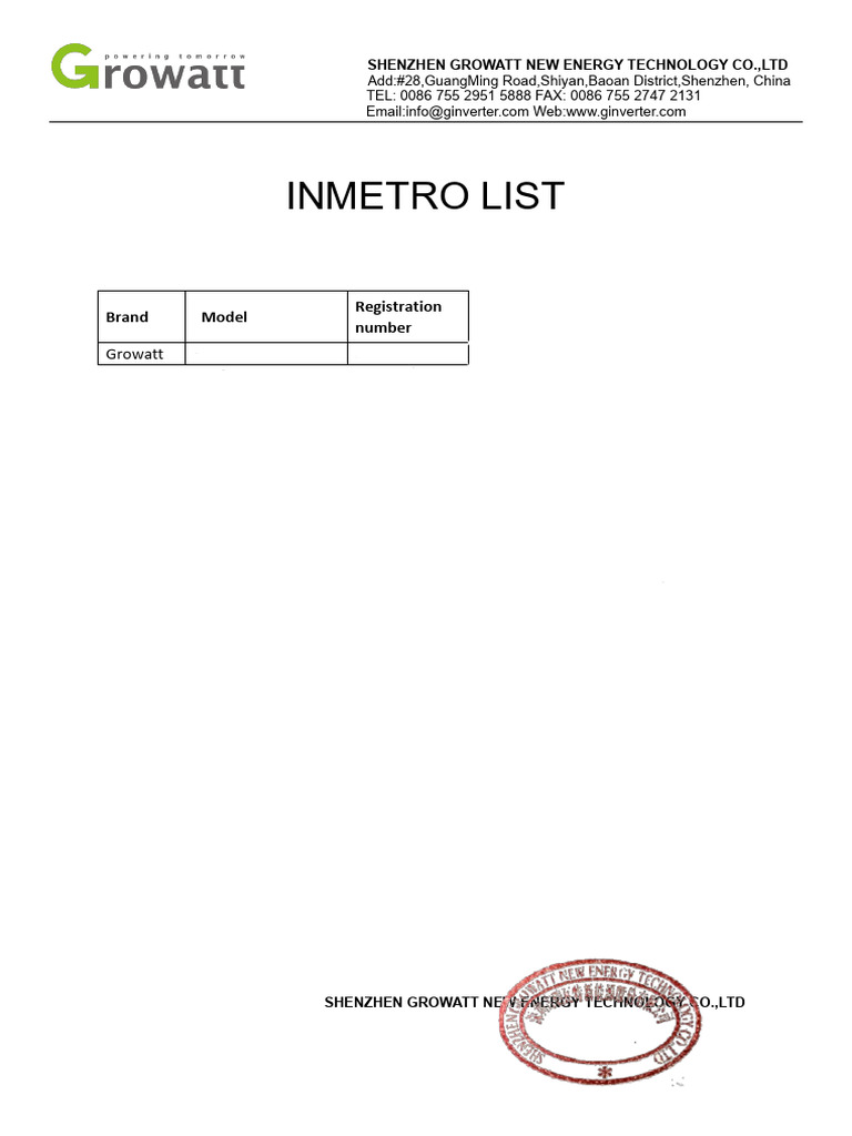 INMETRO Certification List | PDF