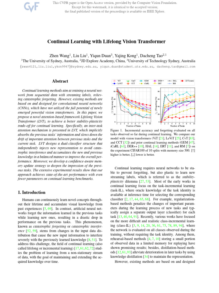 Wang Continual Learning With Lifelong Vision Transformer CVPR 2022 Paper | PDF | Applied ...