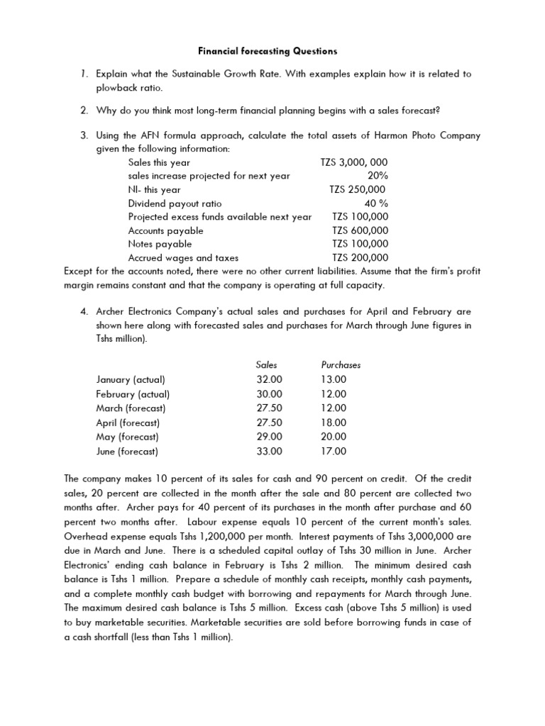 Financial Forecasting Questions-1 | PDF | Dividend | Balance Sheet