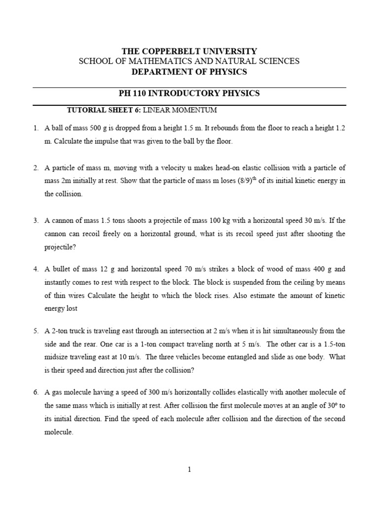 Linear Momentum Physics Tutorial | PDF | Collision | Physical Sciences