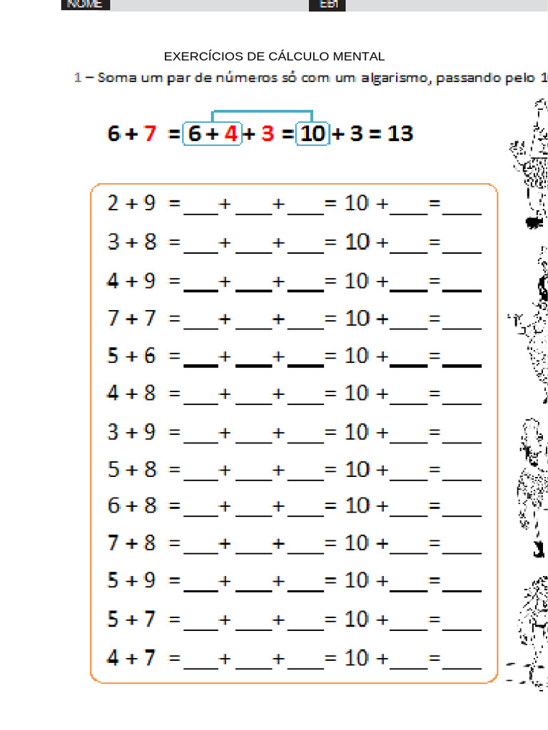 Ficha Matematica 2 3 Ano Calculo Mental | PDF