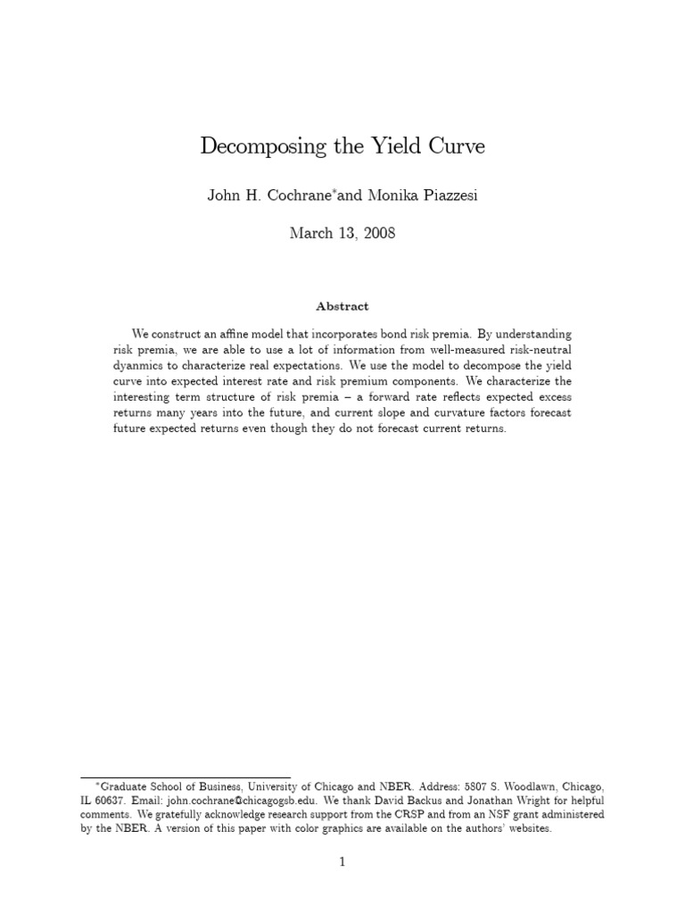 Decomposing Yield Curve, Cochrane e Piazzesi, 2008 | PDF | Yield Curve | Vector Autoregression